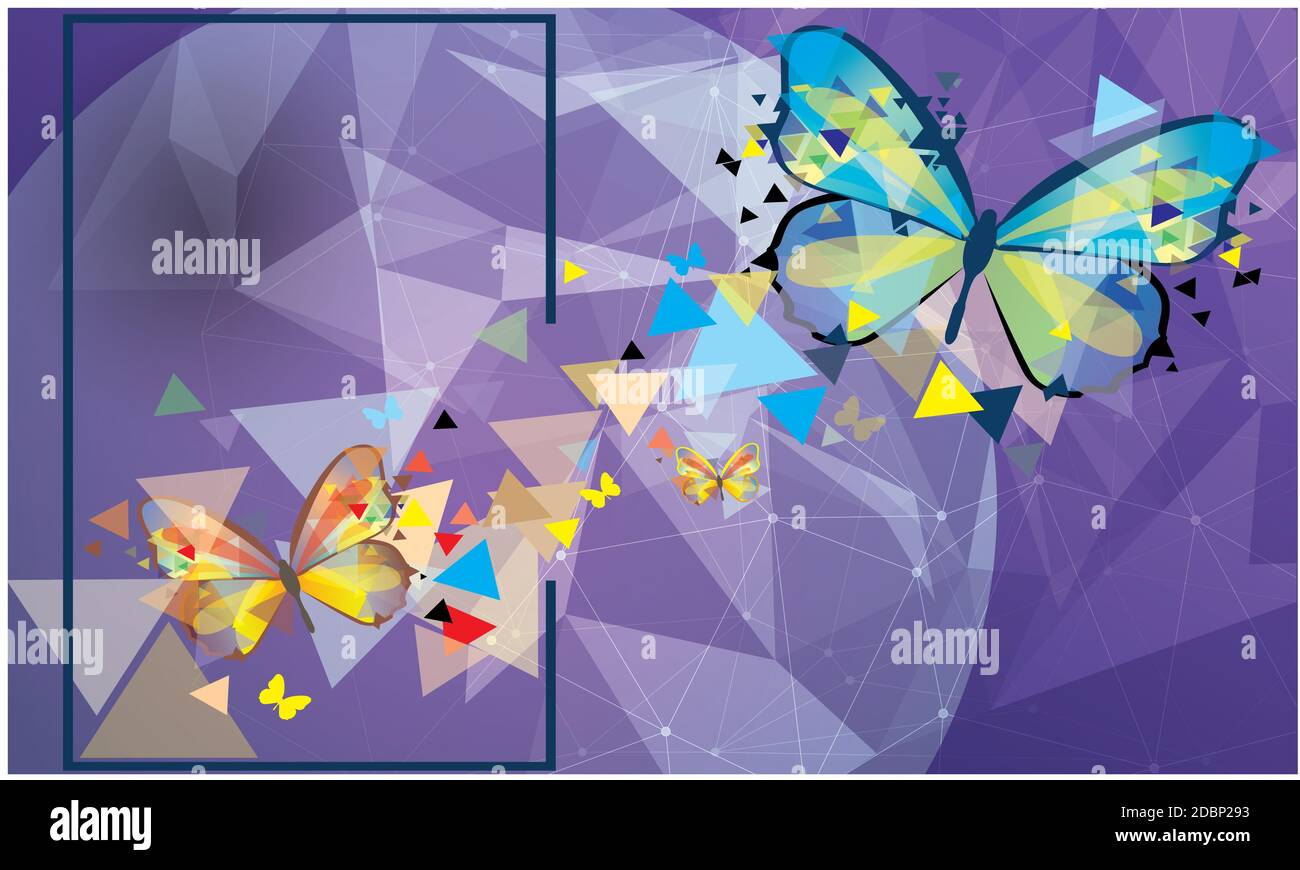 butterflies on purple texture background Stock Photo - Alamy