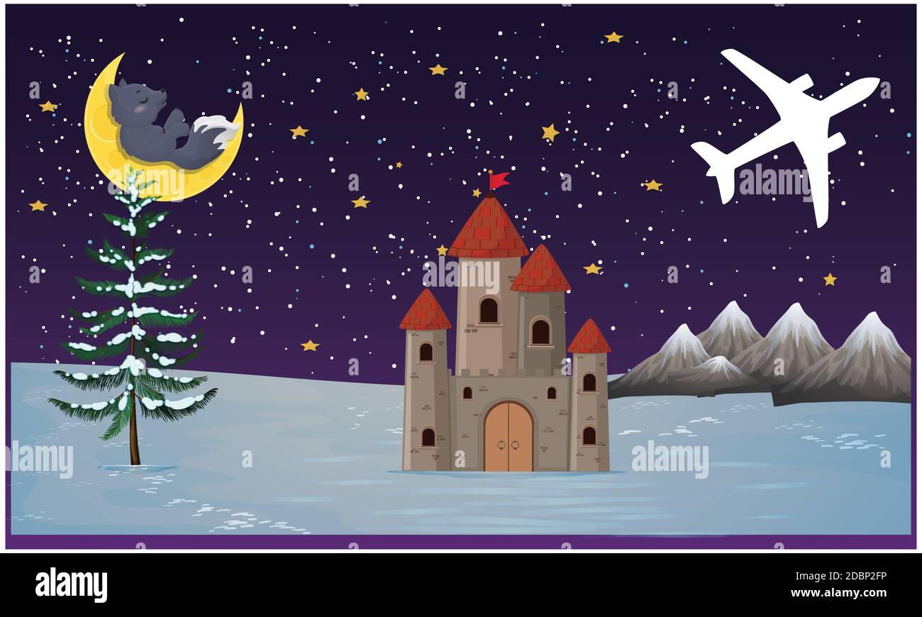 Castle moon night in Cut Out Stock Images & Pictures - Alamy