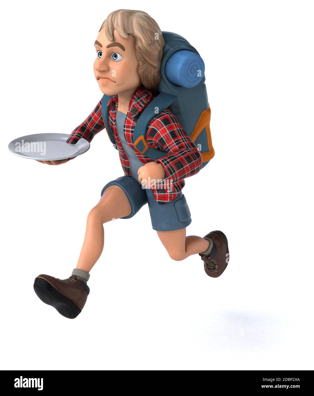 Fun backpacker cartoon guy Stock Photo - Alamy