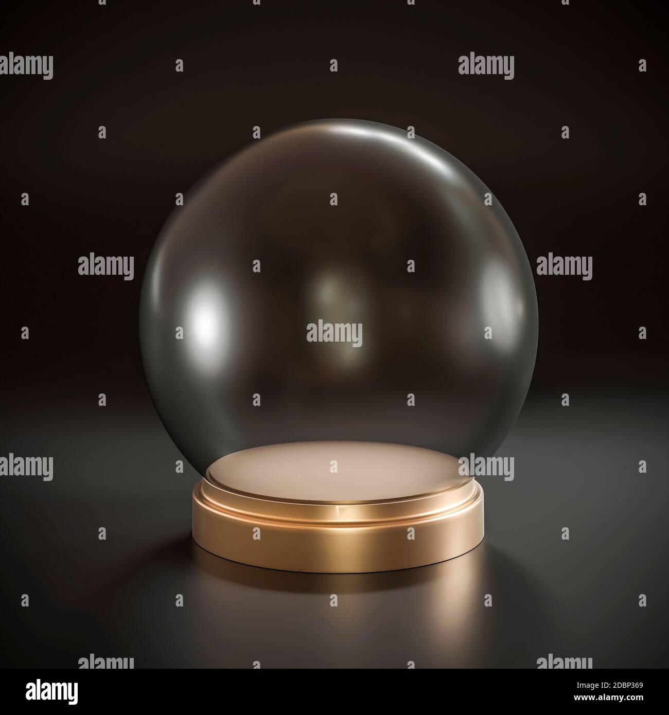 empty crystal ball with gold metal base. nobody around. 3d render Stock ...