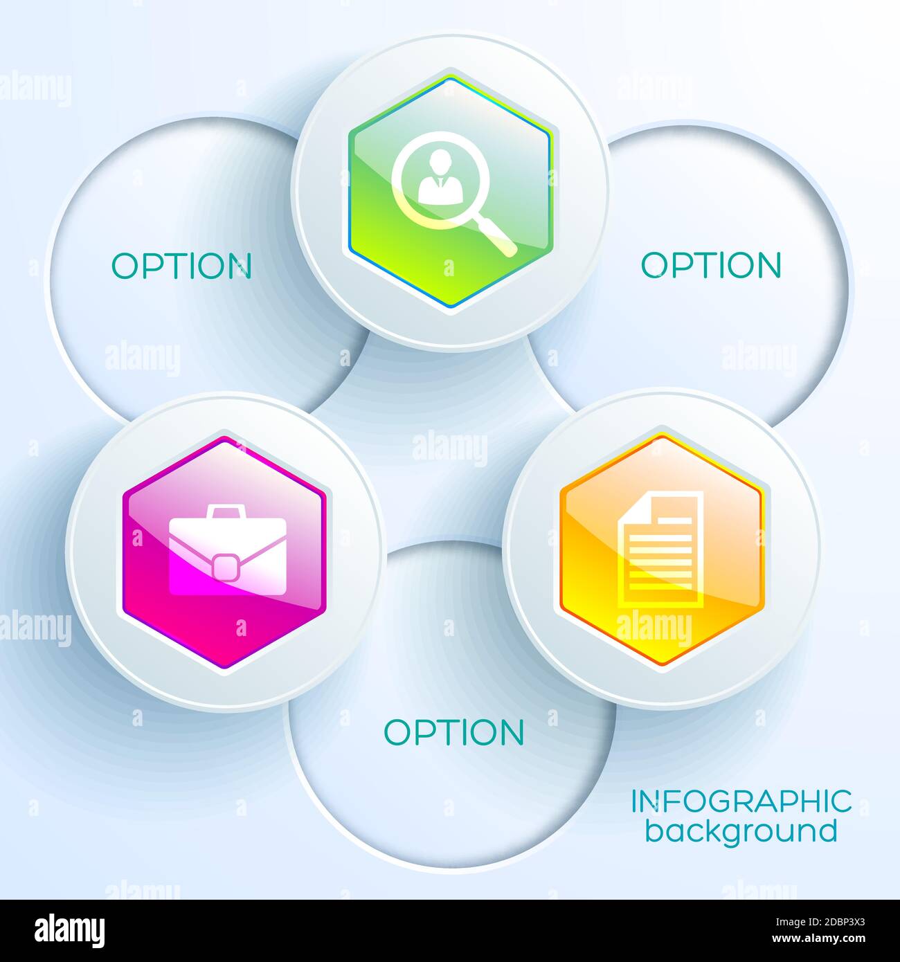Digital infographic chart template with business icons colorful glossy hexagonal buttons and ...