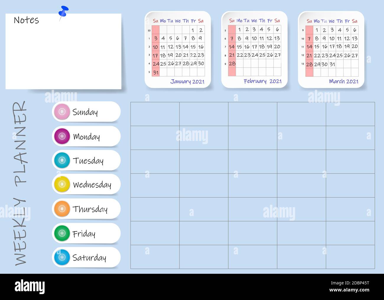 Blank 1 Week Calendar