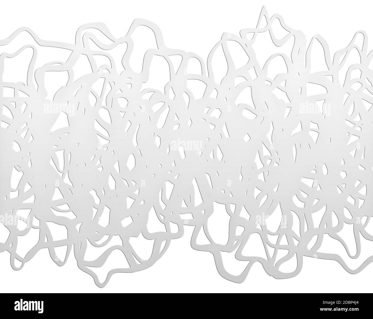 gray wavy curved tangled lines on white background, 3d illustration ...