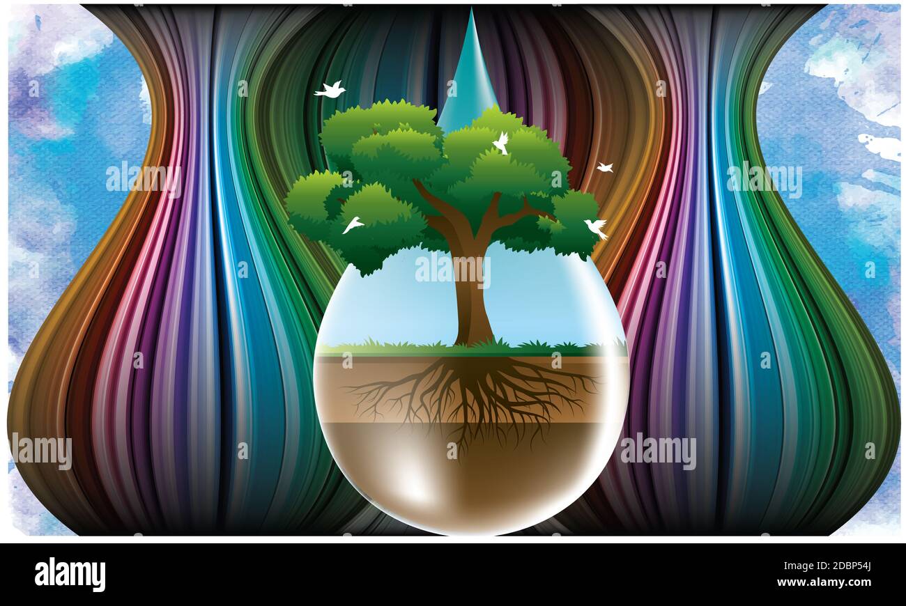 save water and trees on abstract background Stock Photo - Alamy