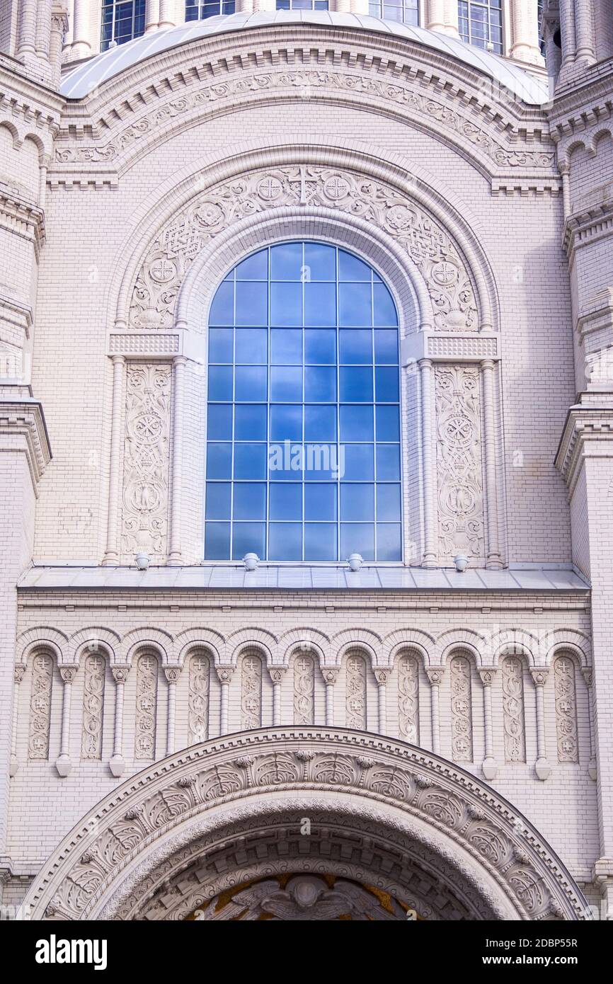 Close up of window on church. Old window on ancient Christian orthodox ...