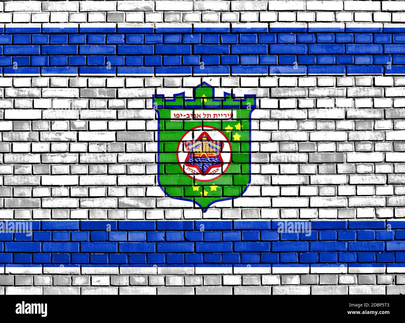 flag of Tel Aviv painted on brick wall Stock Photo - Alamy
