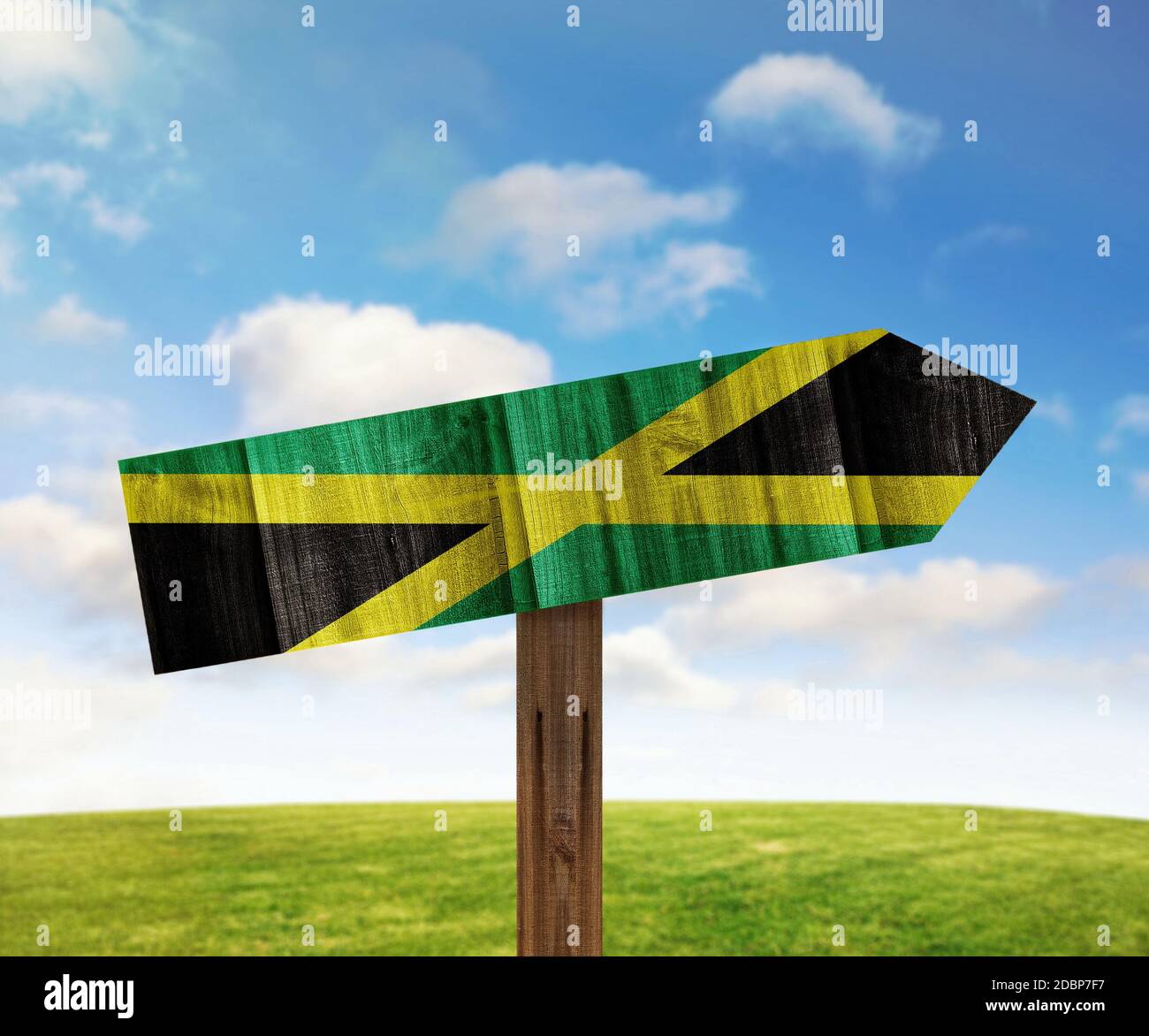 Jamaica wooden direction sign on nature background Stock Photo - Alamy