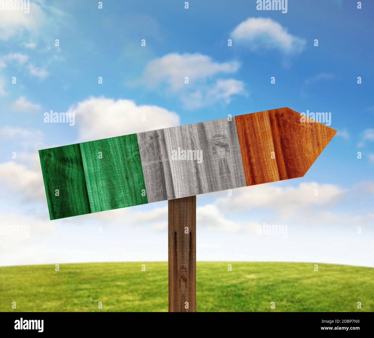 Ireland wooden direction sign on nature background Stock Photo - Alamy