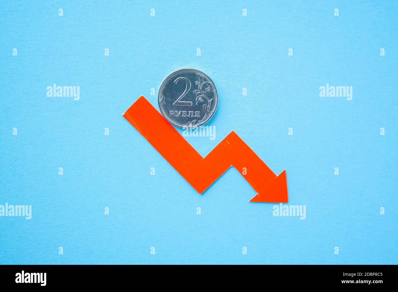Blue arrow chart drop symbol hi-res stock photography and images - Alamy
