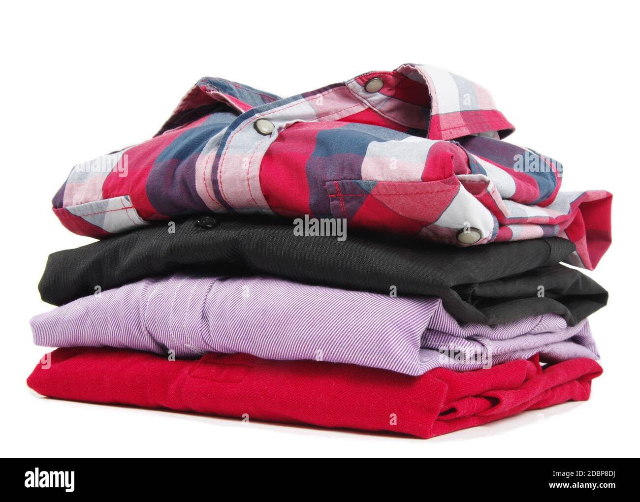 male shirts stack on white Stock Photo - Alamy