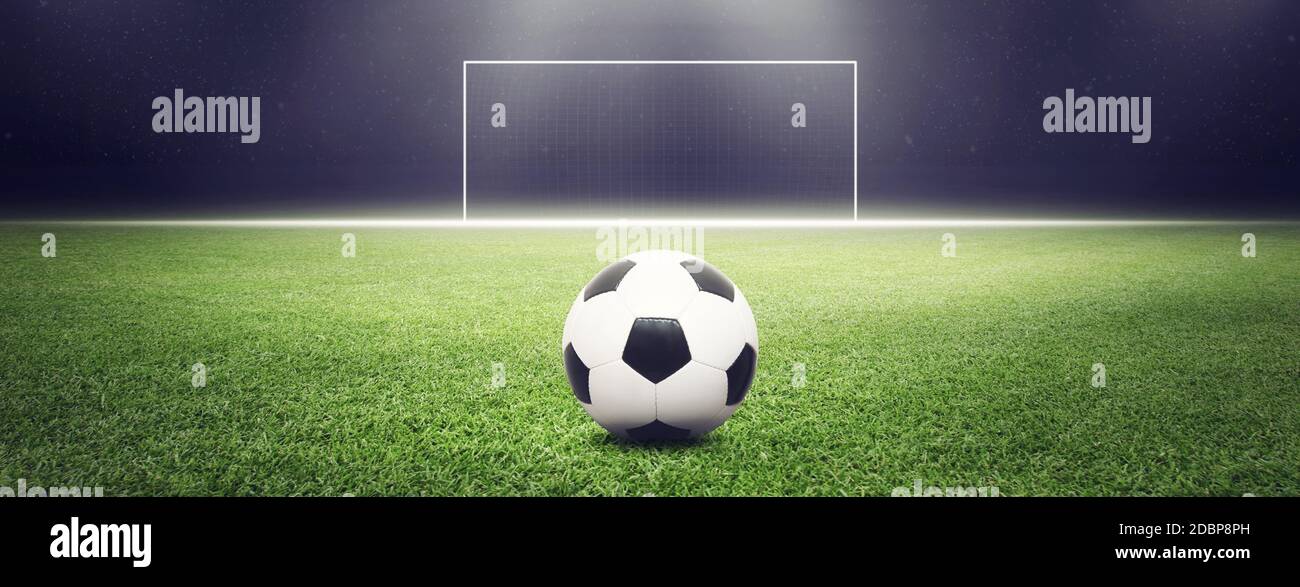 Football stadium, shiny lights, view from field. Soccer concept Stock ...