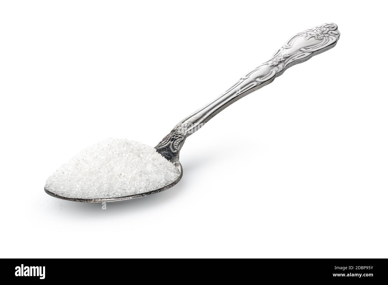 Sugar in spoon isolated on a white background Stock Photo - Alamy