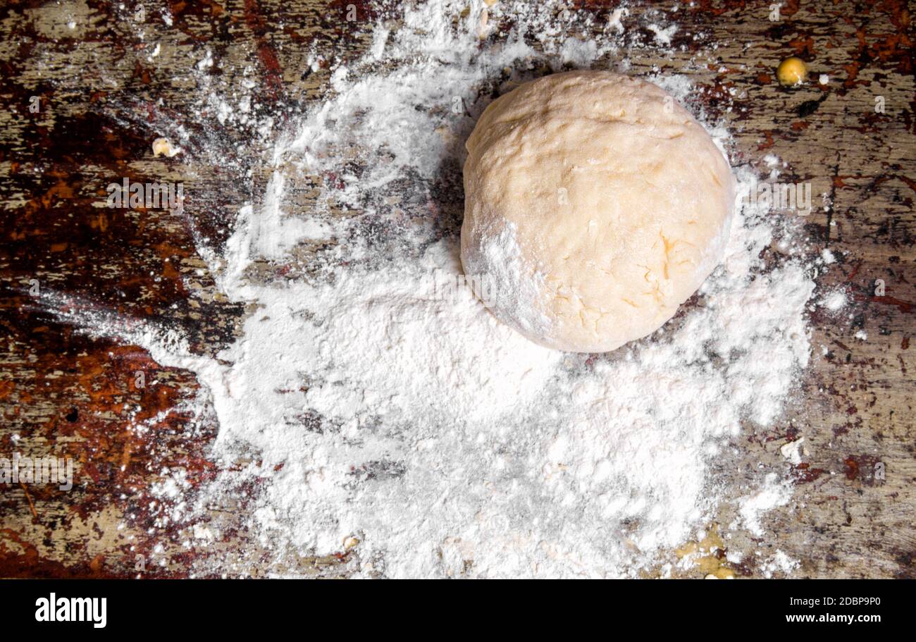 baking dough on table.top view Stock Photo - Alamy