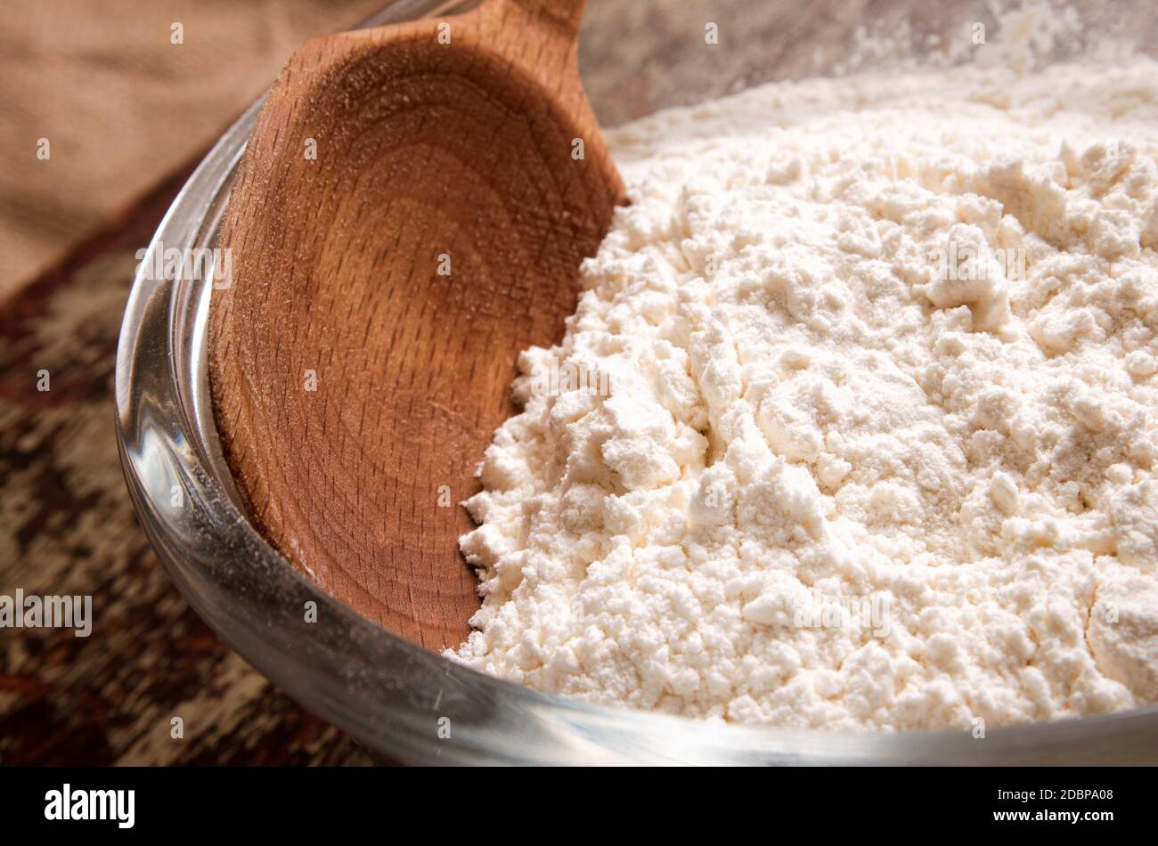 baking stuff closeup.spoon and flour Stock Photo - Alamy