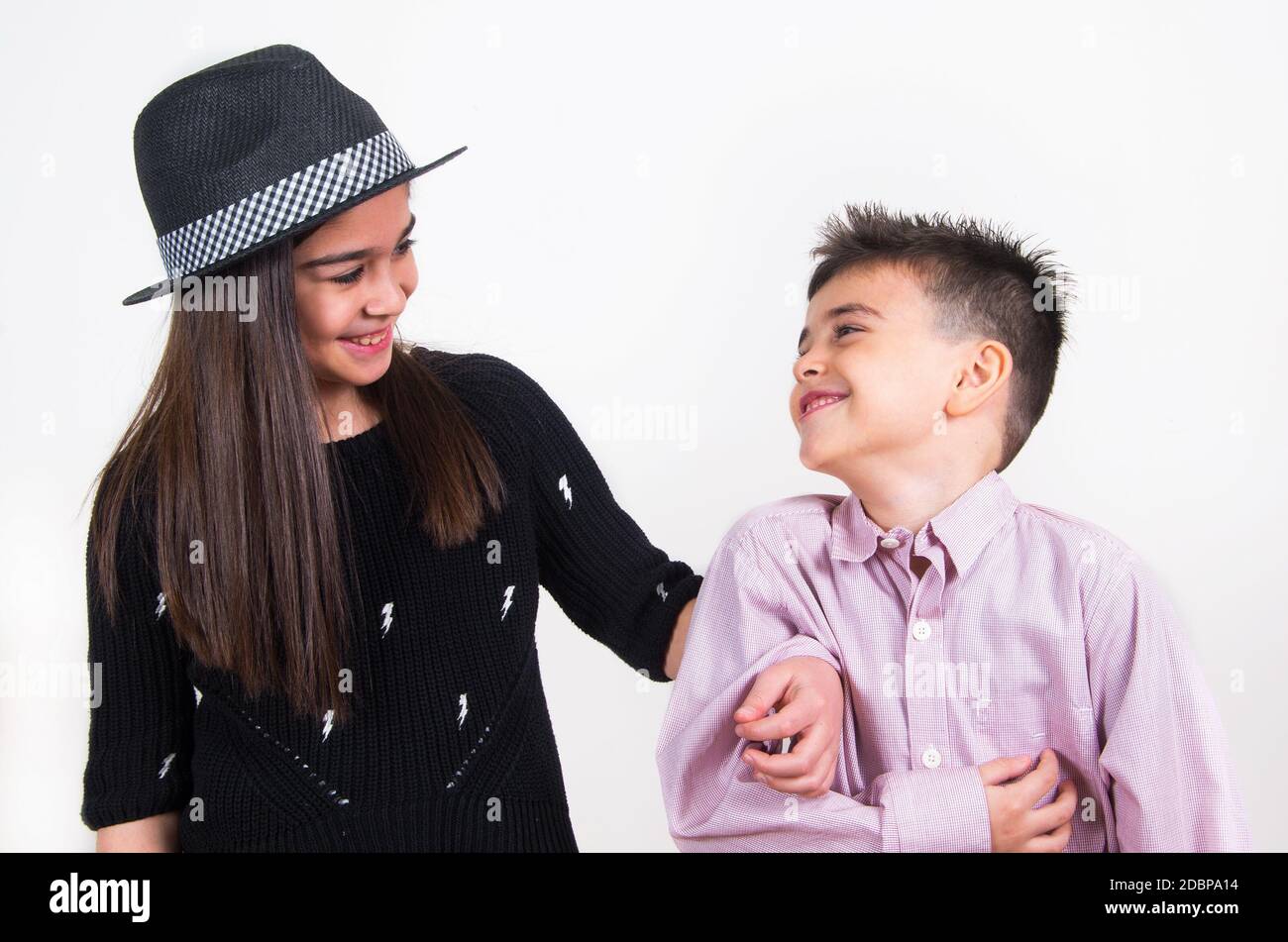 happy brother and sister having fun Stock Photo - Alamy