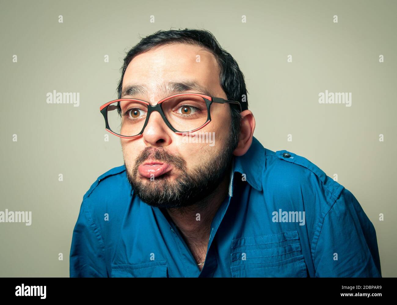 geek with the beard closeup portrait Stock Photo - Alamy