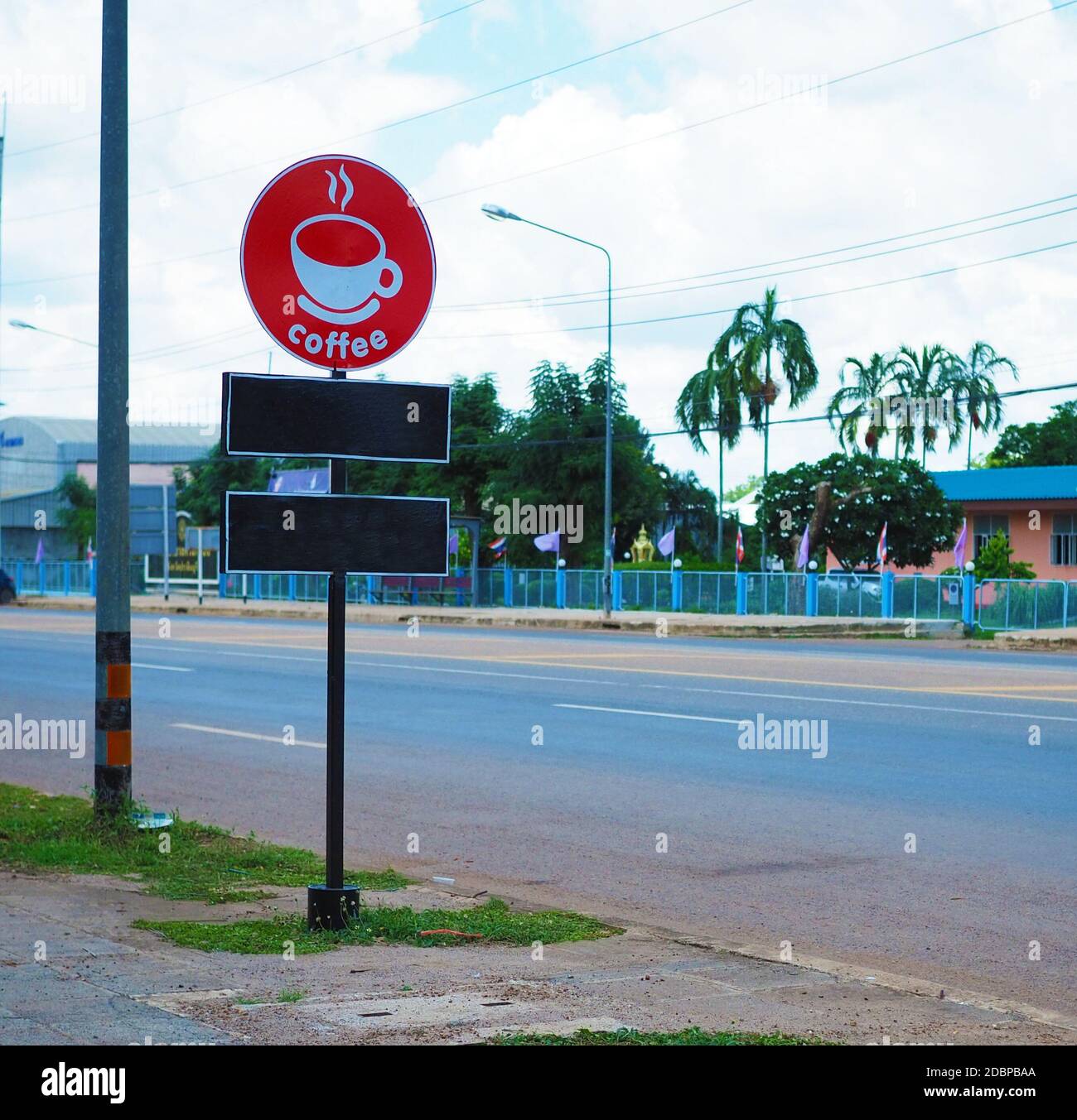 Blank sign of a roadside coffee shop Stock Photo - Alamy