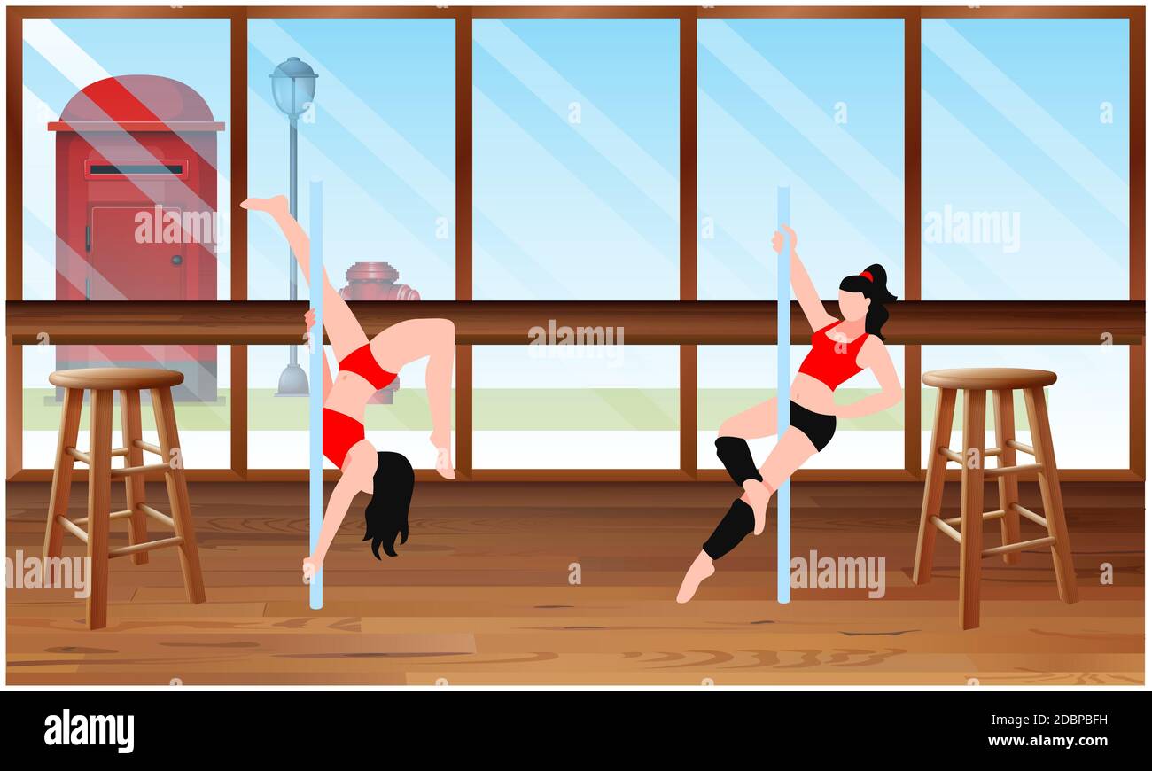 girls are dancing in a bar on wooden floors Stock Photo - Alamy