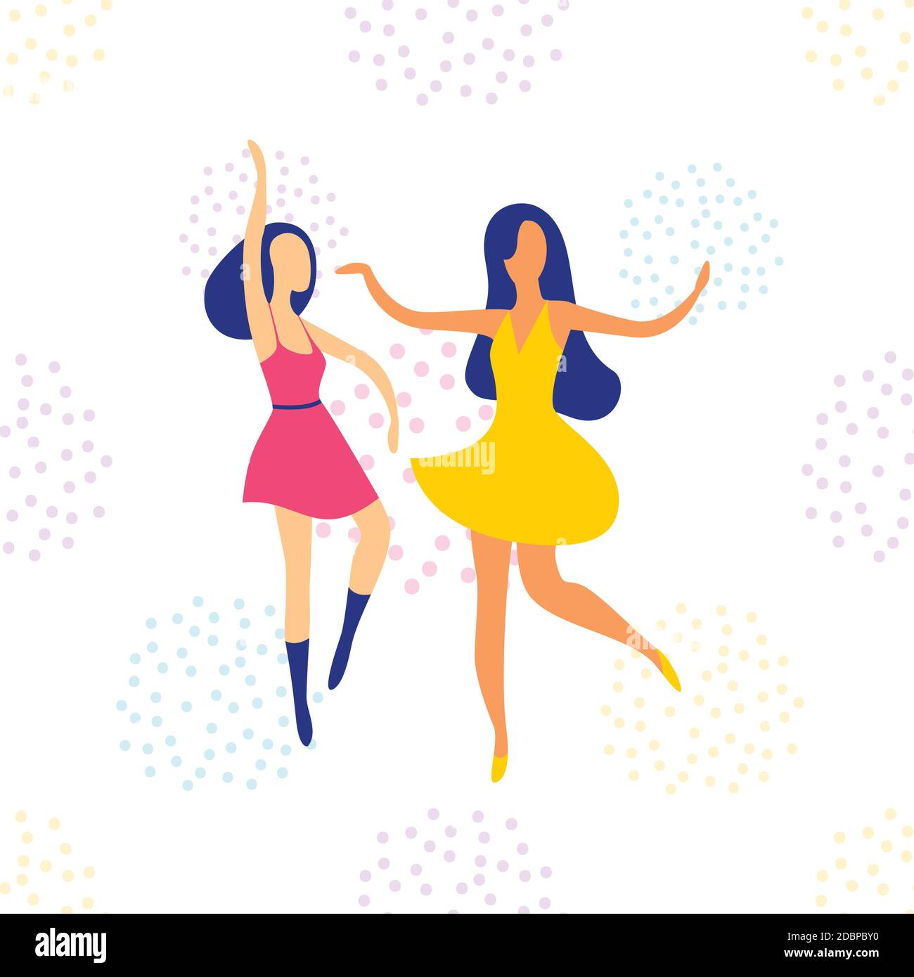 Happy joyful dancing woman party. Female movement Stock Vector Image ...