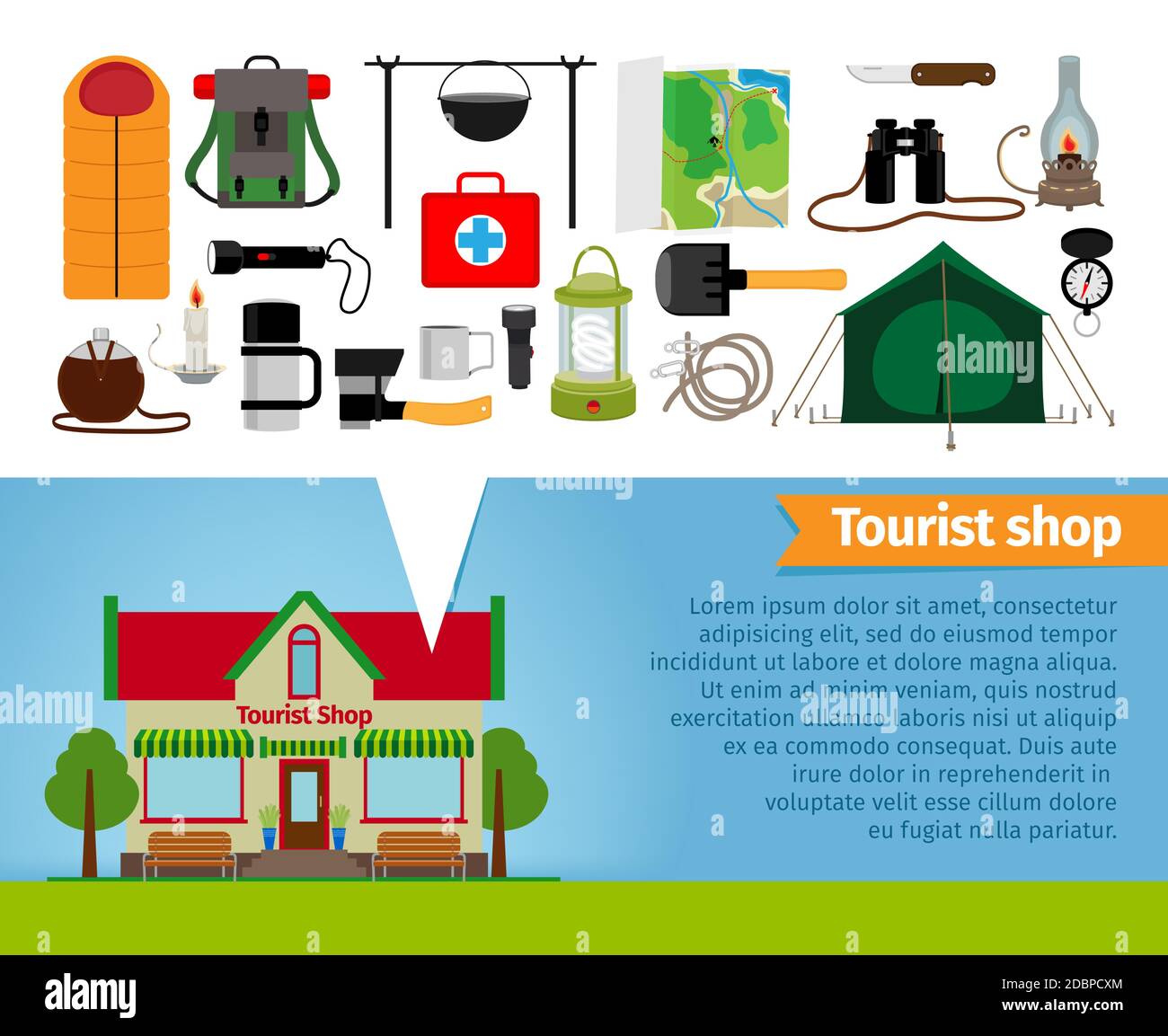 Tourist shop tourism equipment Stock Vector Images - Alamy