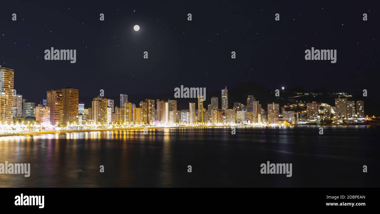 Night-time skyline Benidorm city, Spain Stock Photo - Alamy