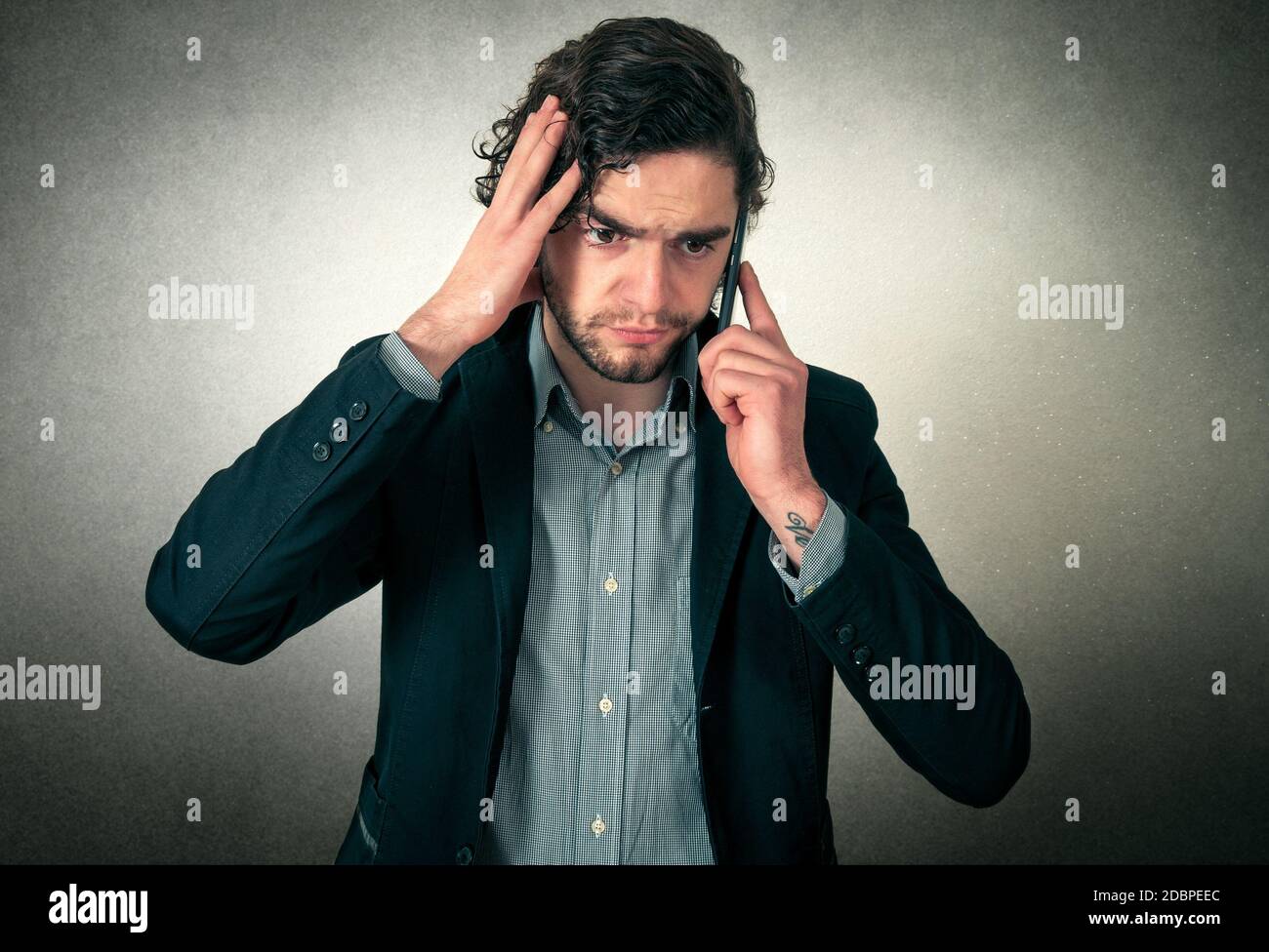 Angry man on the phone Stock Photo - Alamy