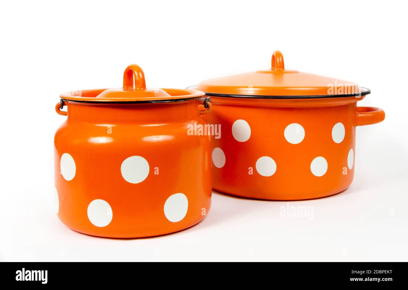 Pans on stove Cut Out Stock Images & Pictures - Alamy