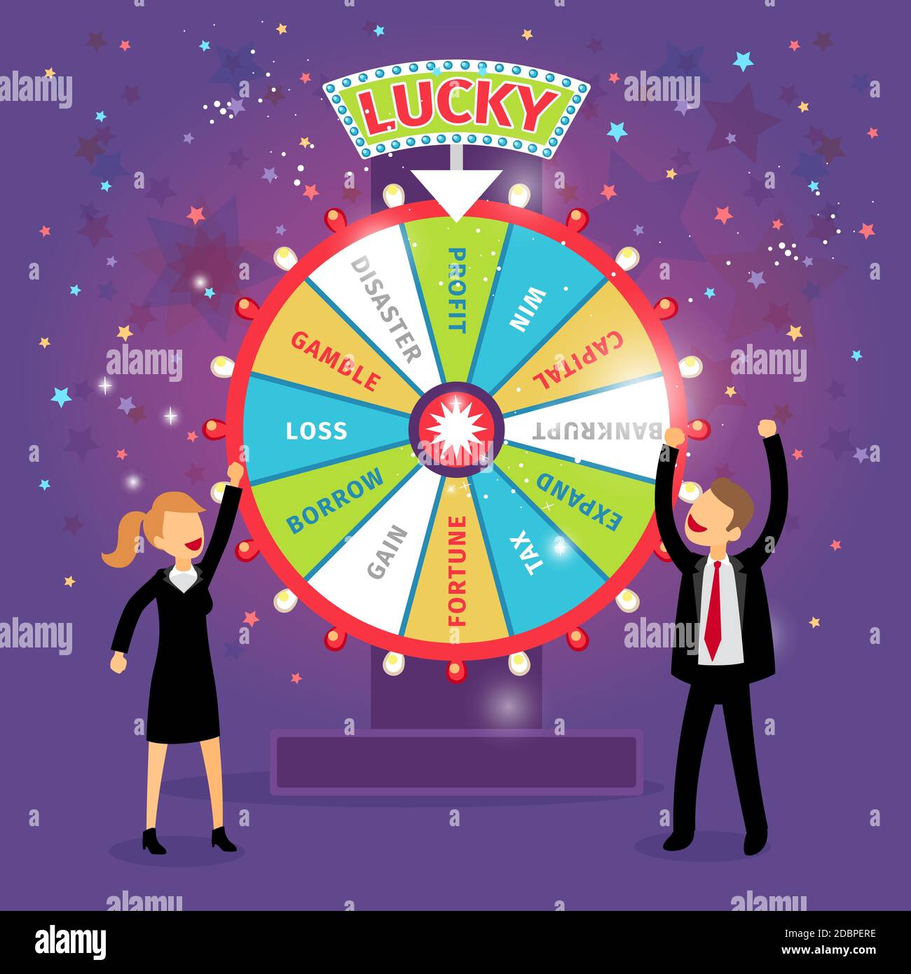 Vector financial wheel of fortune. Business concept. Chance and risk ...
