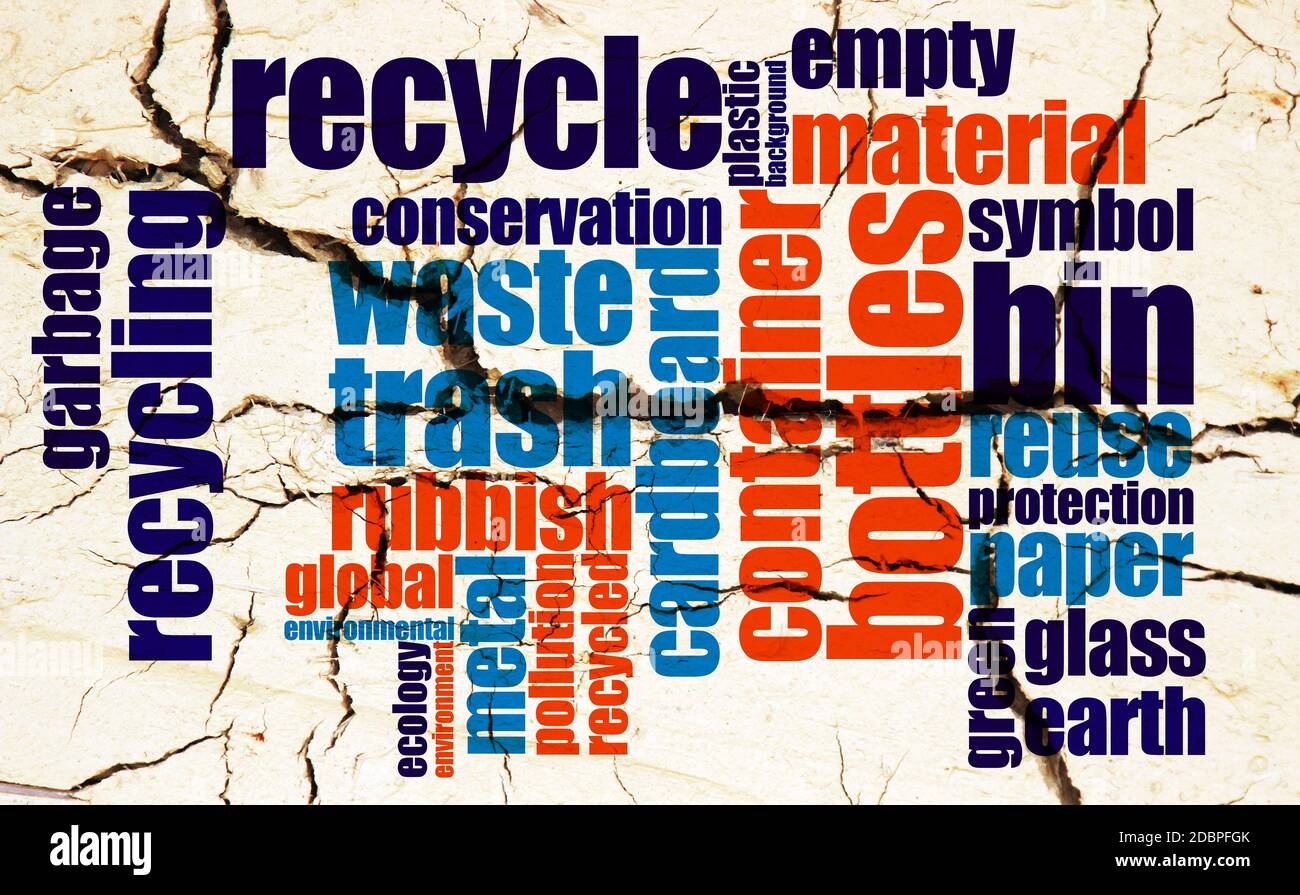 Recycled paper cardboard glass plastic and metal hi-res stock ...