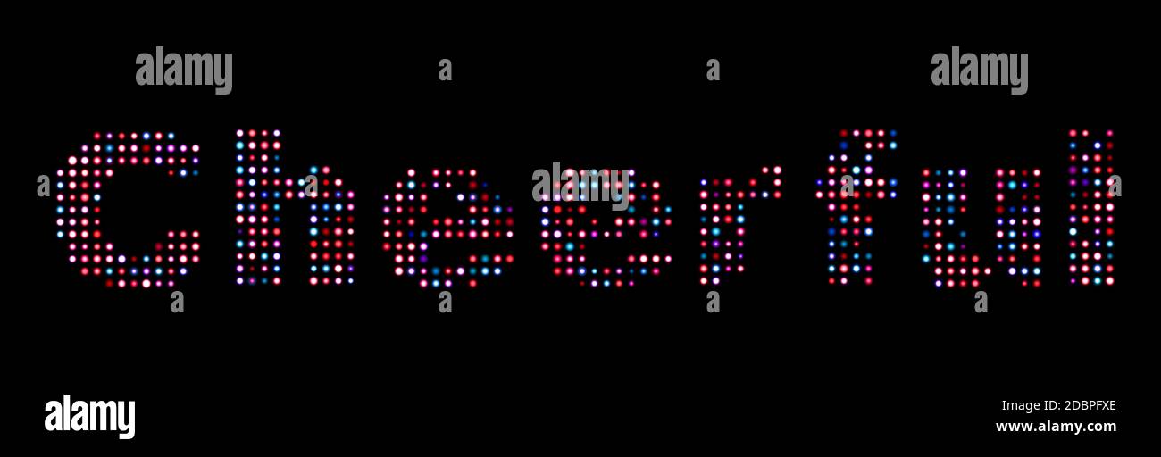 Cheerful led text over black Stock Photo - Alamy
