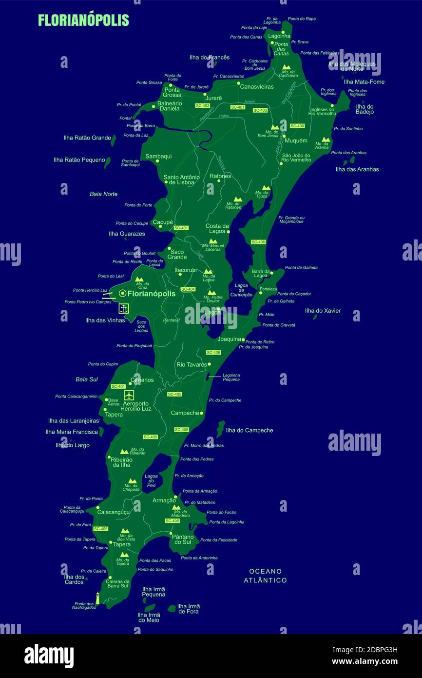 Colorful Florianopolis island map, Brazil Stock Vector Image & Art - Alamy