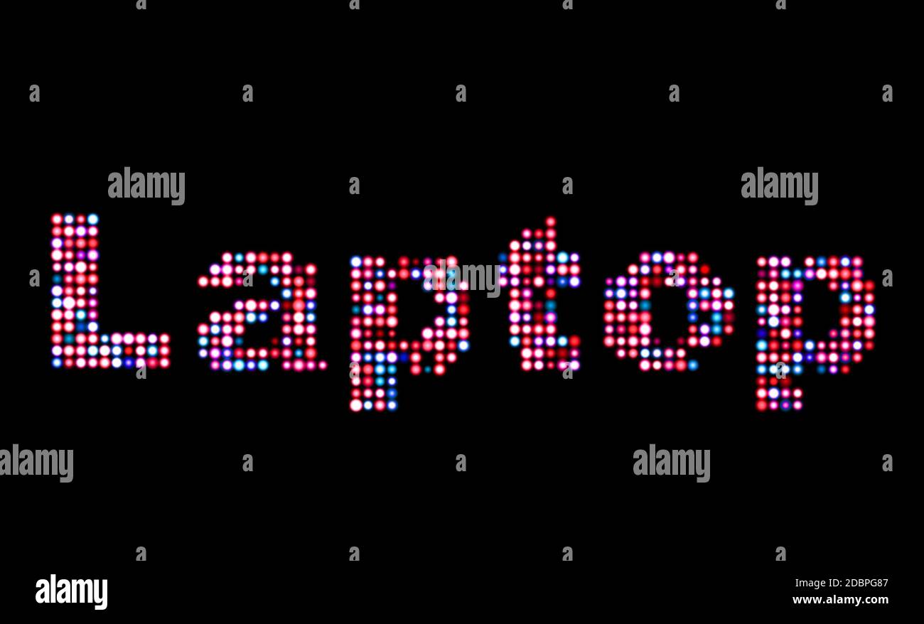 Laptop led text Stock Photo - Alamy