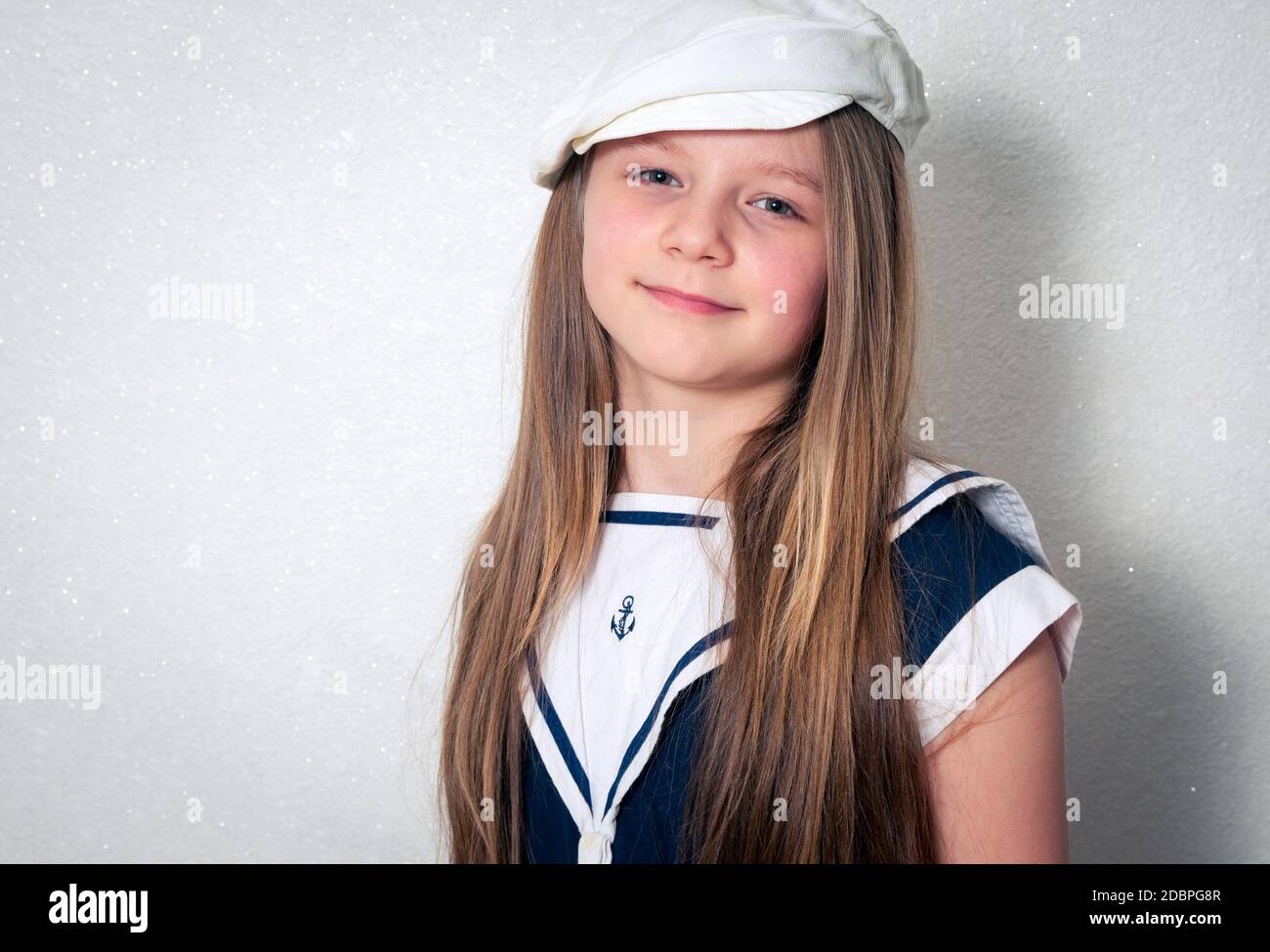 young girl in marine clothes Stock Photo - Alamy