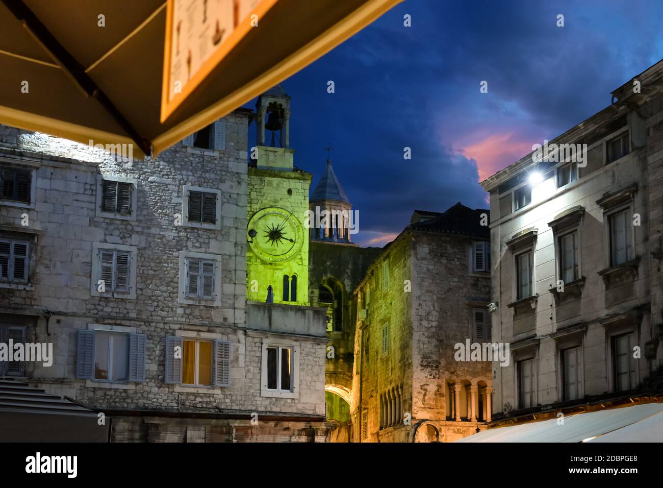View of the clock tower and Split Cathedral from People's Square ...