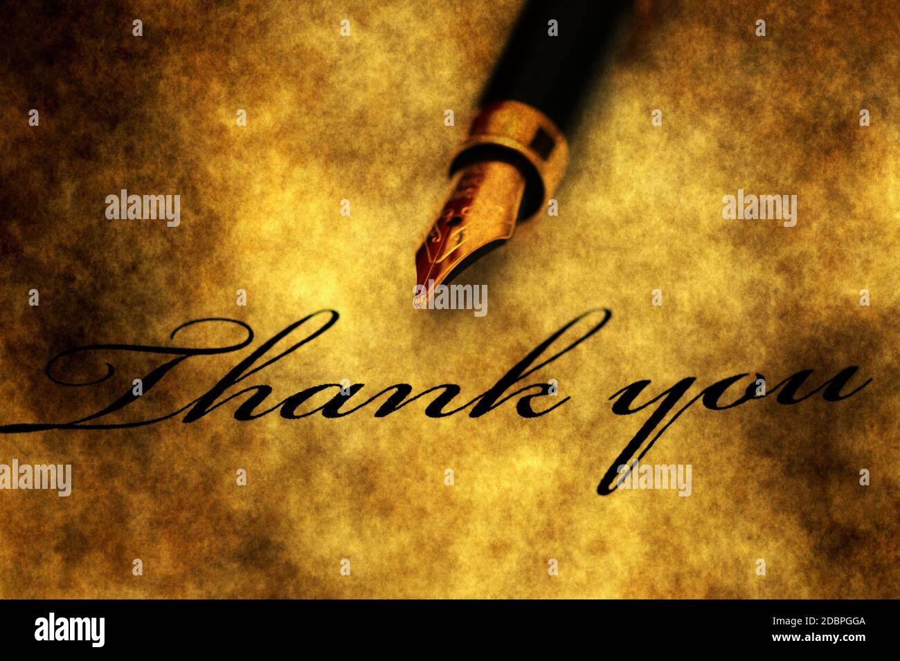 Fountain pen on thank you text Stock Photo - Alamy