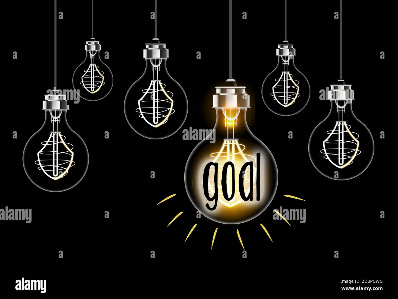 Light bulb concept on the theme of goal. High quality illustration ...