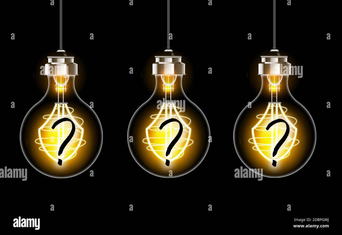 Light bulb concept on the theme of questioning Stock Photo - Alamy