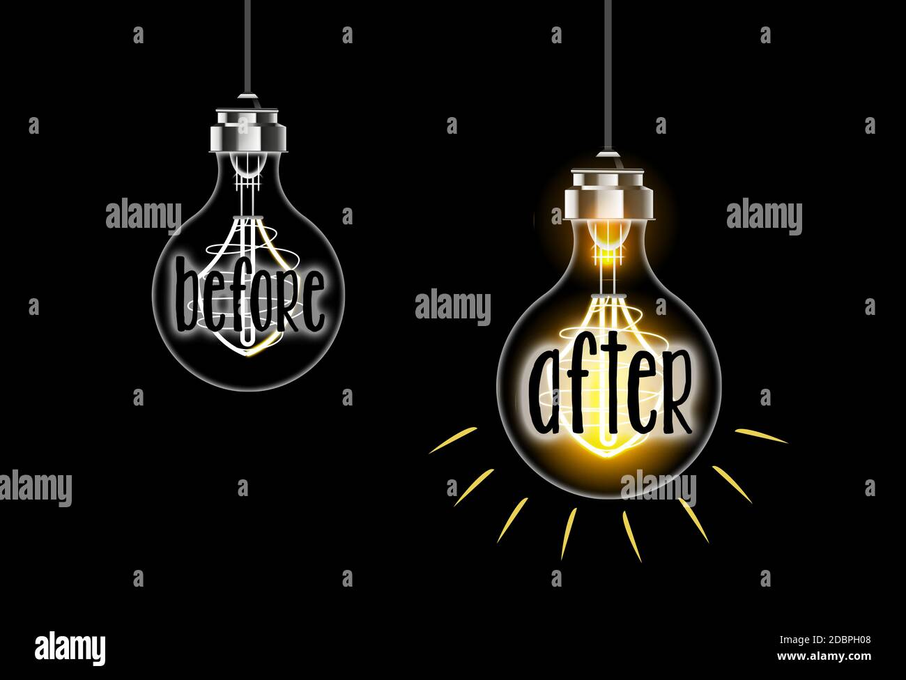 Light bulb concept on the theme of after Stock Photo - Alamy