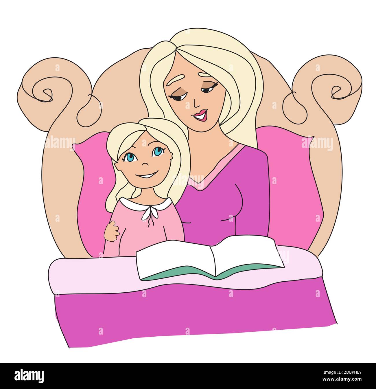 Mother and daughter reading book Cut Out Stock Images & Pictures - Alamy
