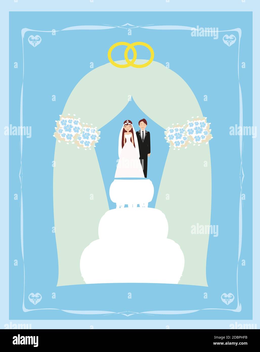 Wedding cake card design Stock Photo - Alamy