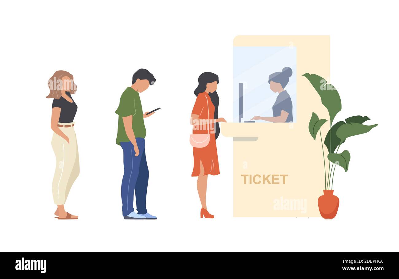 People buy ticket flat color vector faceless characters. Queue to ... People buy ticket flat color vector faceless characters. Queue to ...