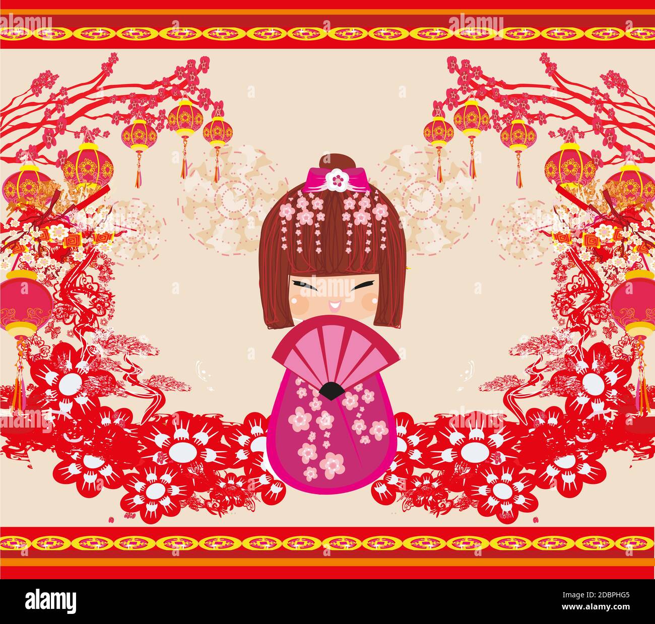 Kokeshi doll cartoon character Stock Photo - Alamy