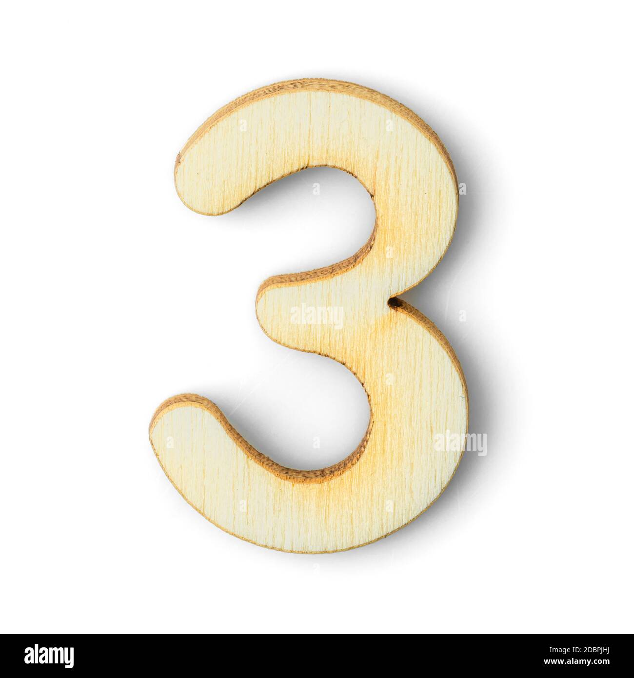 Wooden numeric 3 with drop shadow on white background Stock Photo - Alamy