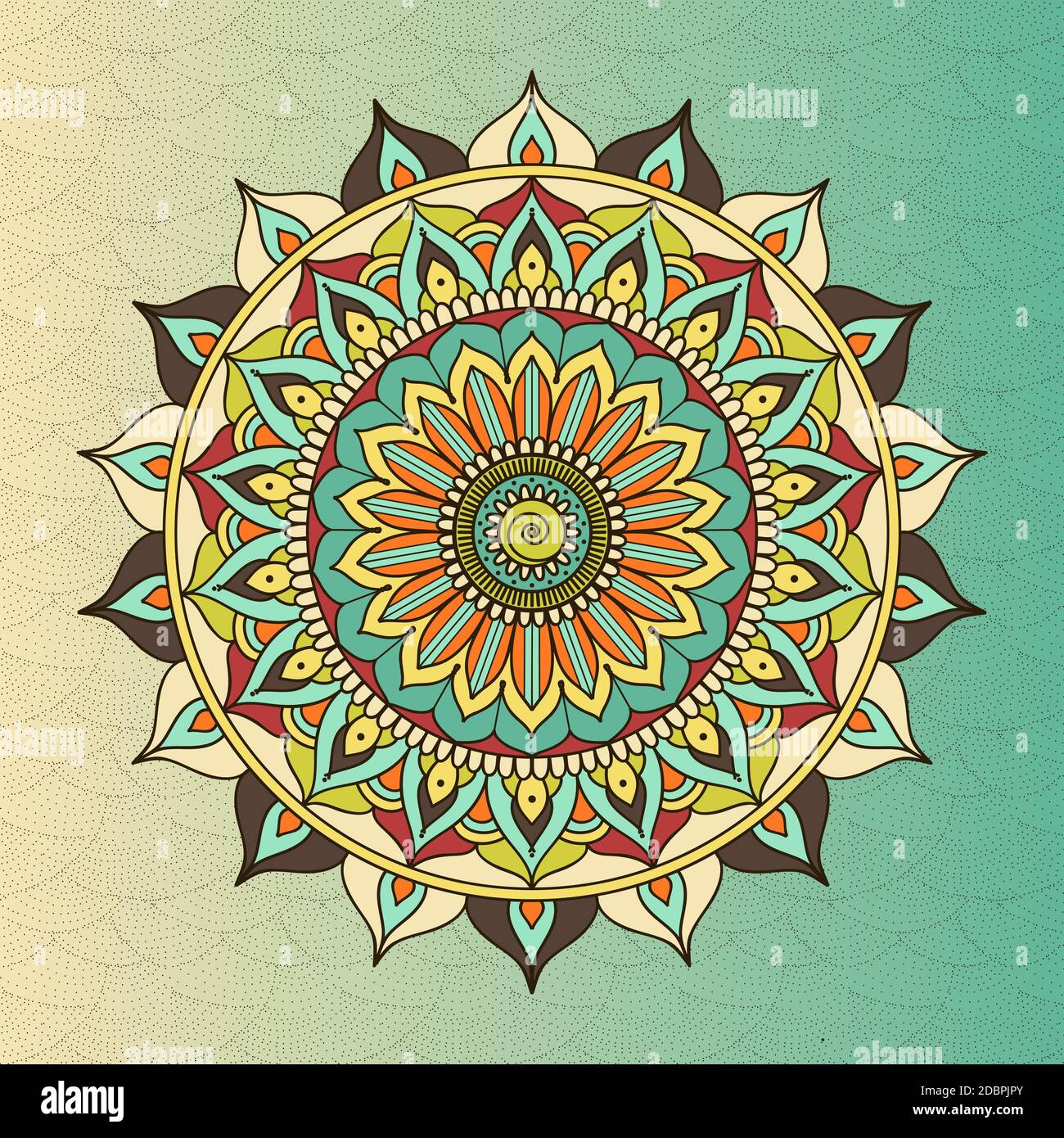 Vector ethnic oriental circle mandala. Sacred symbol buddhism ...