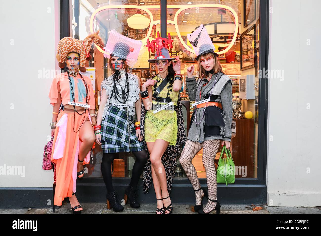 London, UK. 14 November 2020. Model take part in a flash mob fashion ...