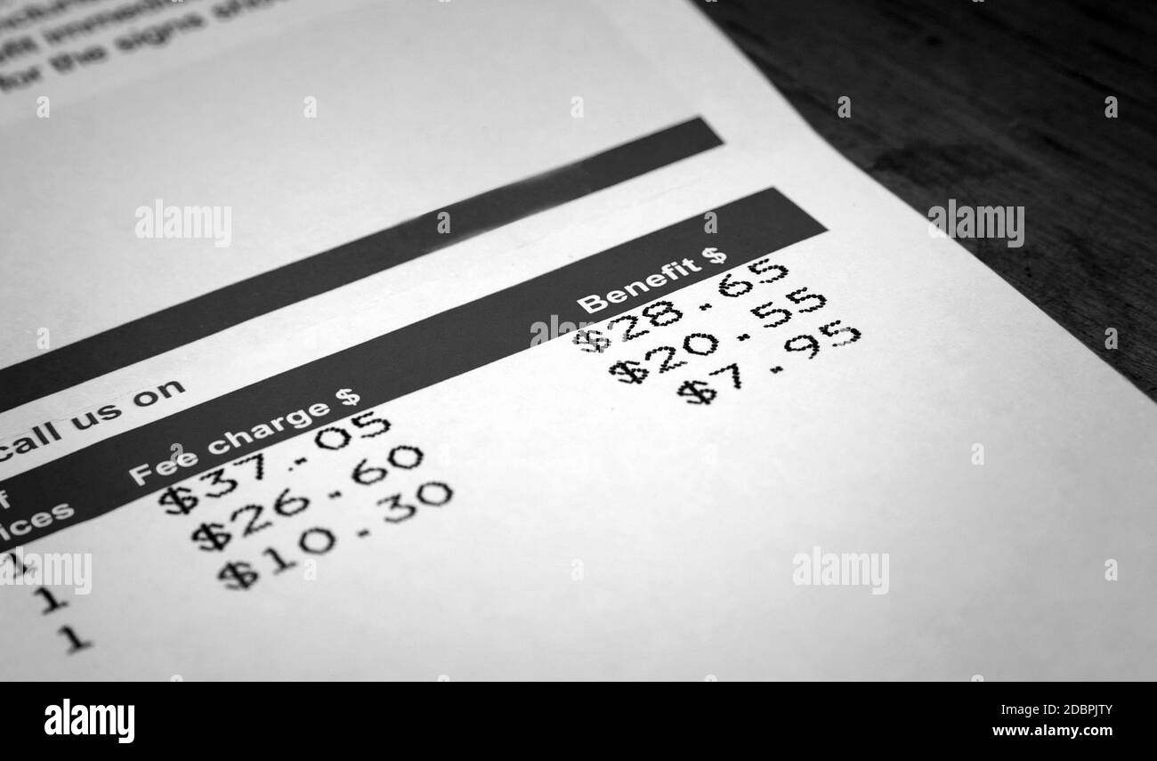 Medical insurance bill and the invoice Stock Photo - Alamy