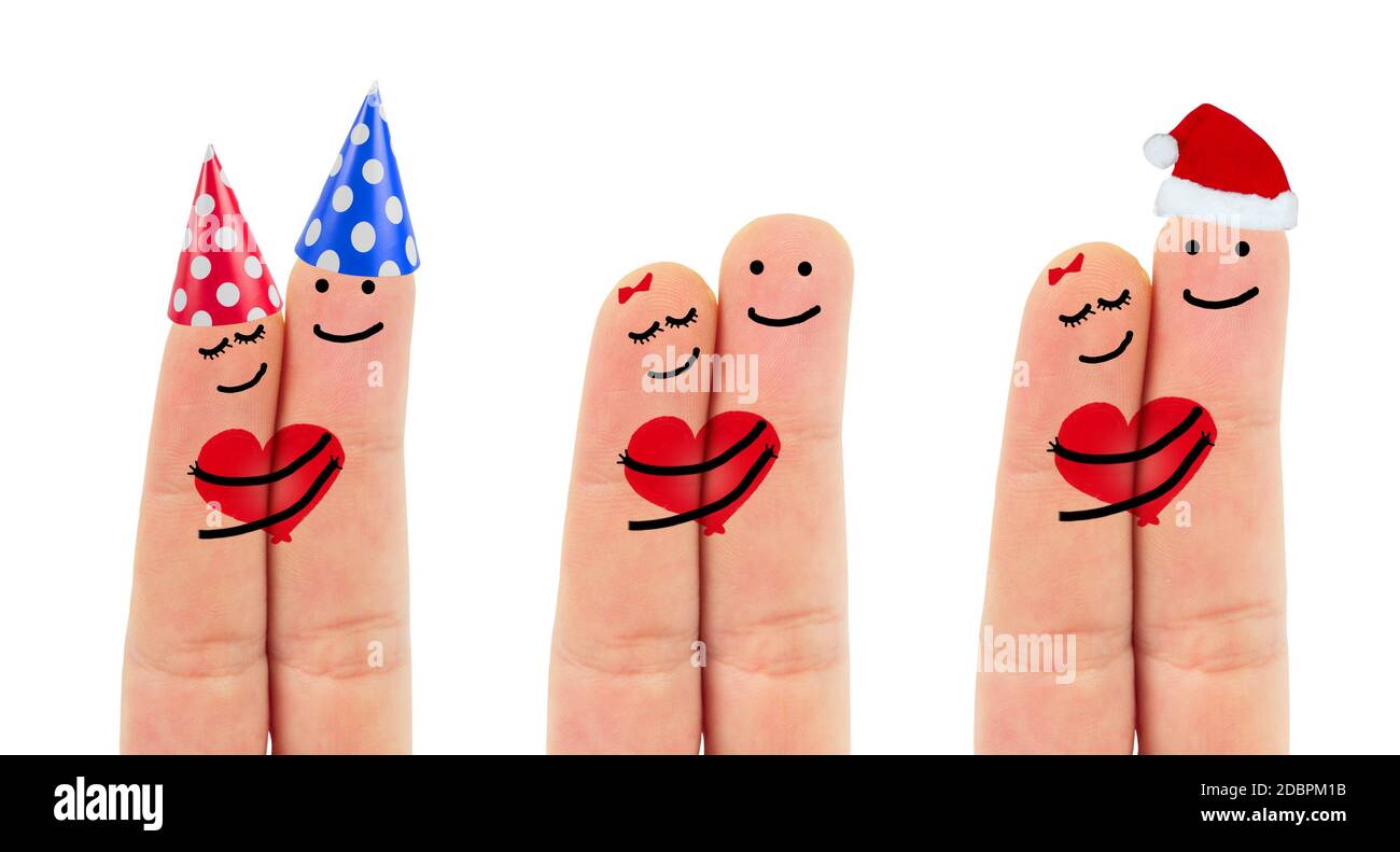 Two happy fingers in love collection Stock Photo - Alamy