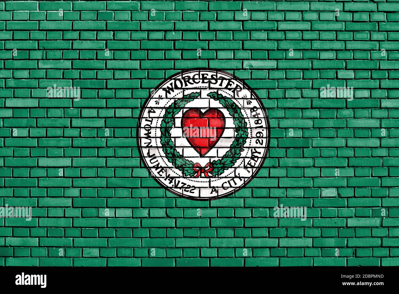 flag of Worcester painted on brick wall Stock Photo - Alamy