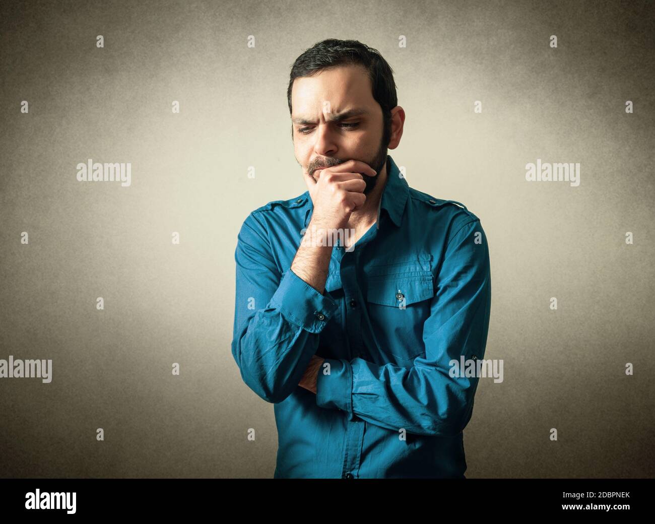 Portrait of the bearded man thinking Stock Photo - Alamy