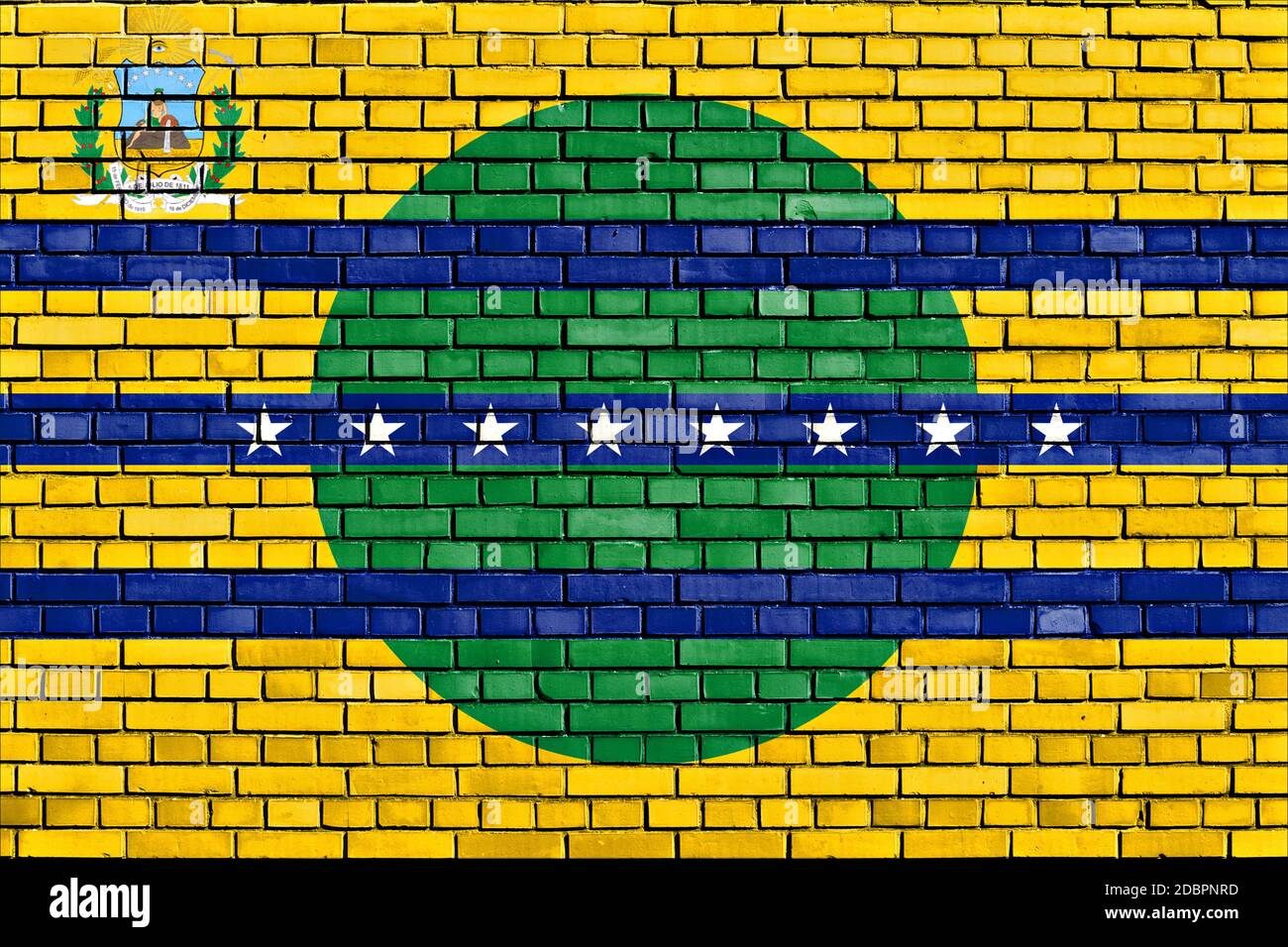 flag of Bolivar State painted on brick wall Stock Photo - Alamy